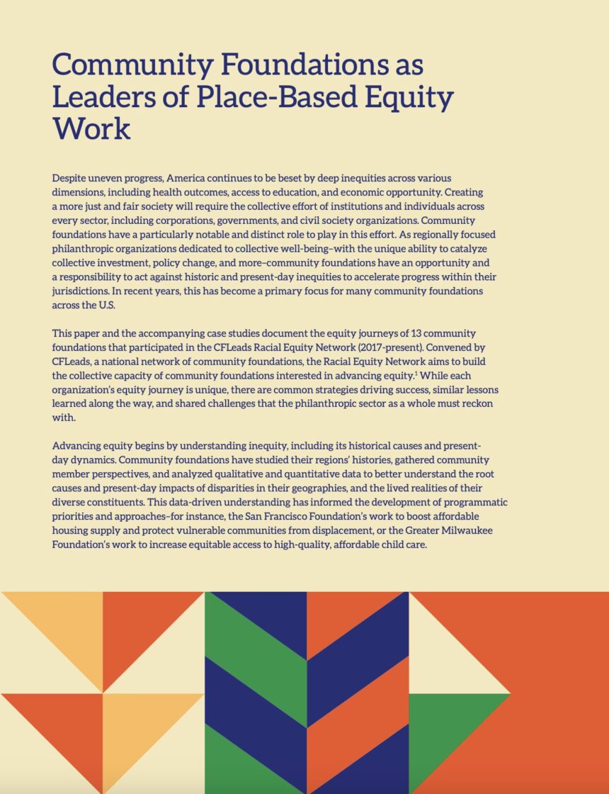 Community Foundations as Leaders of Place-Based Equity Work - CFLeads